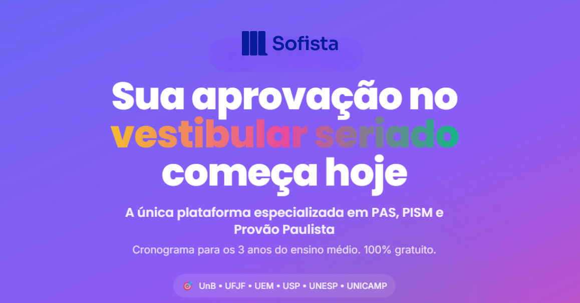 Sofista Pro - Cronograma de Estudos para Vestibulares Seriados (PAS, PISM, Provão Paulista)